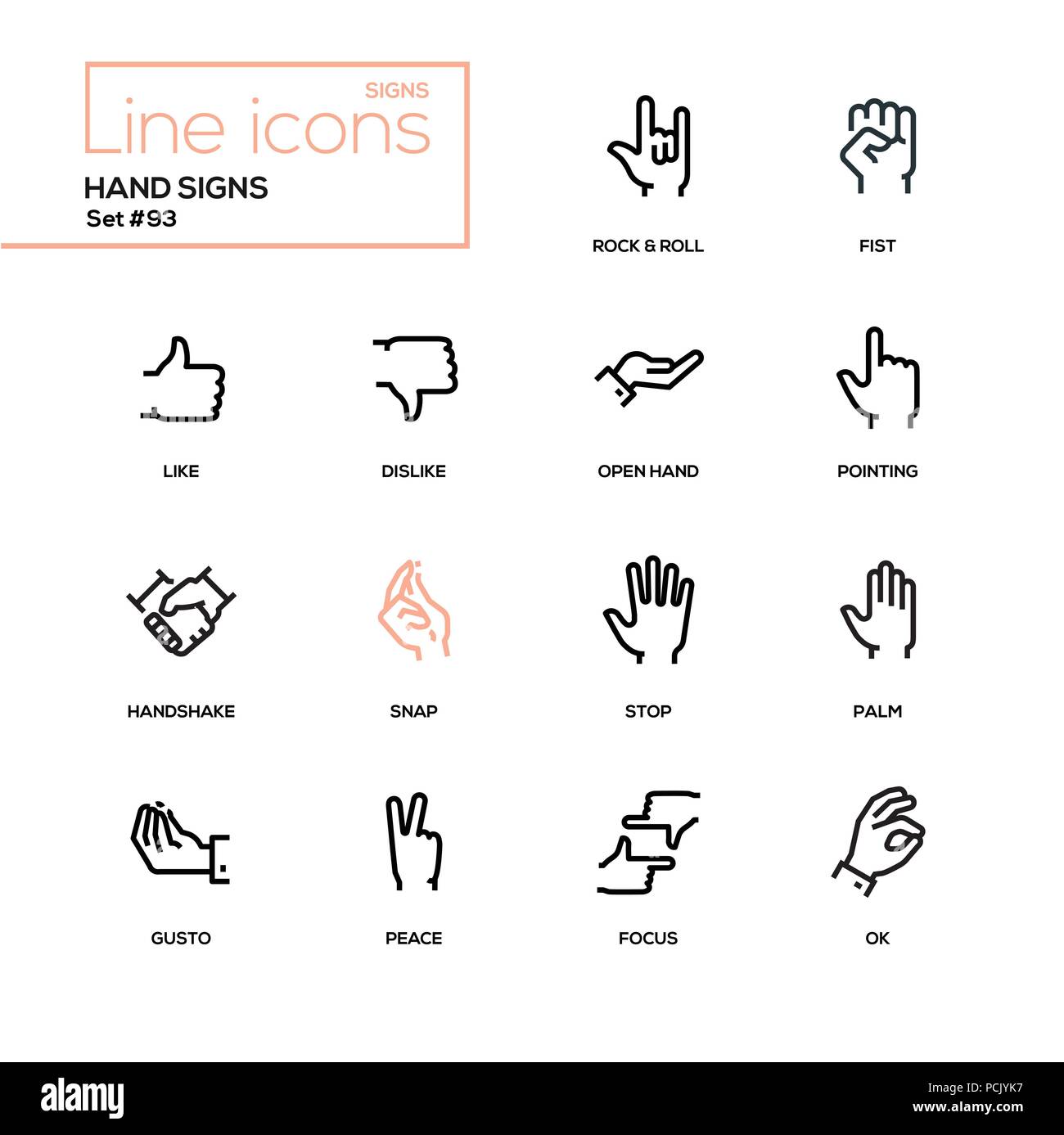 Hand signs - modern line design icons set Stock Vector Image & Art - Alamy
