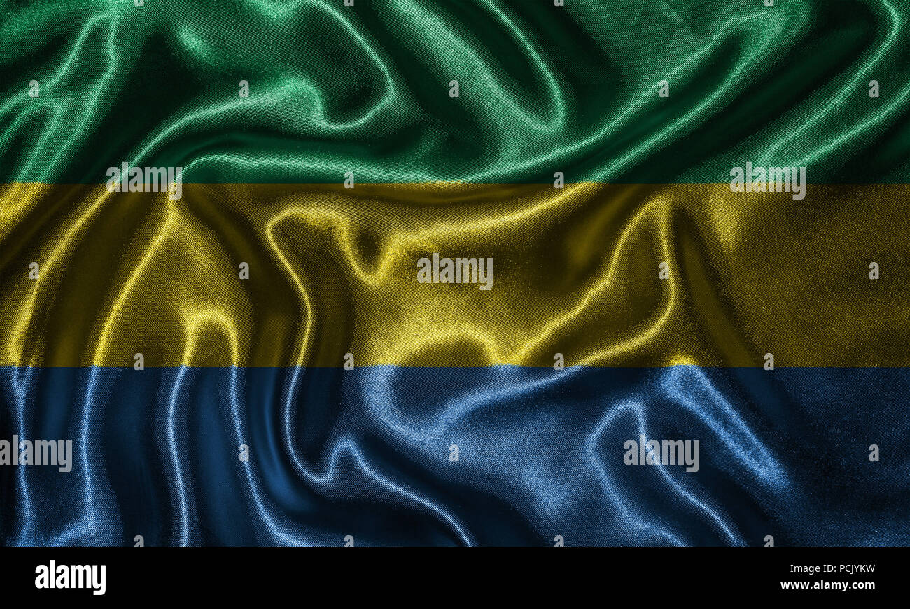 Gabon flag - Fabric flag of Gabon country, Background and wallpaper of ...