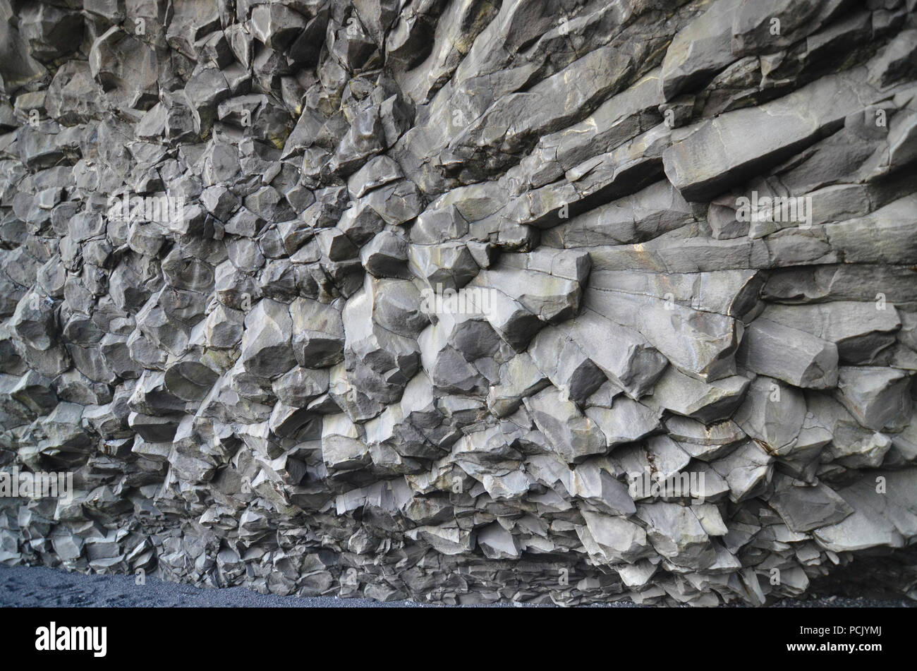Up close with Iceland's basalt column rock formations Stock Photo - Alamy