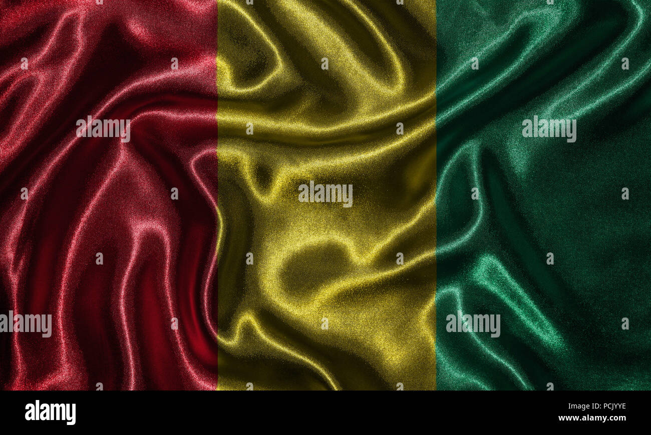 Guinea flag - Fabric flag of Guinea country, Background and wallpaper ...