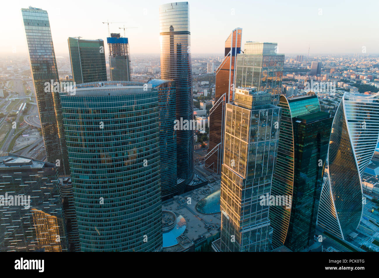 Aerial view of Moscow in summer, Russia. Modern skyscrapers Stock Photo ...