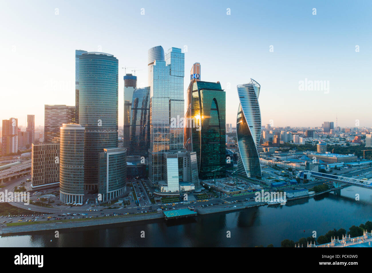 Aerial view of Moscow in summer, Russia. Modern skyscrapers Stock Photo ...