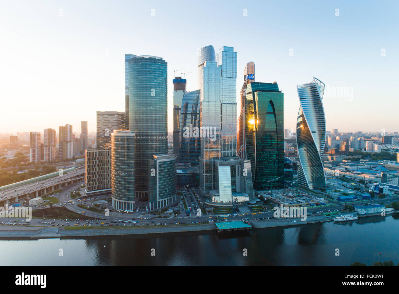 Aerial view of Moscow in summer, Russia. Modern skyscrapers Stock Photo ...