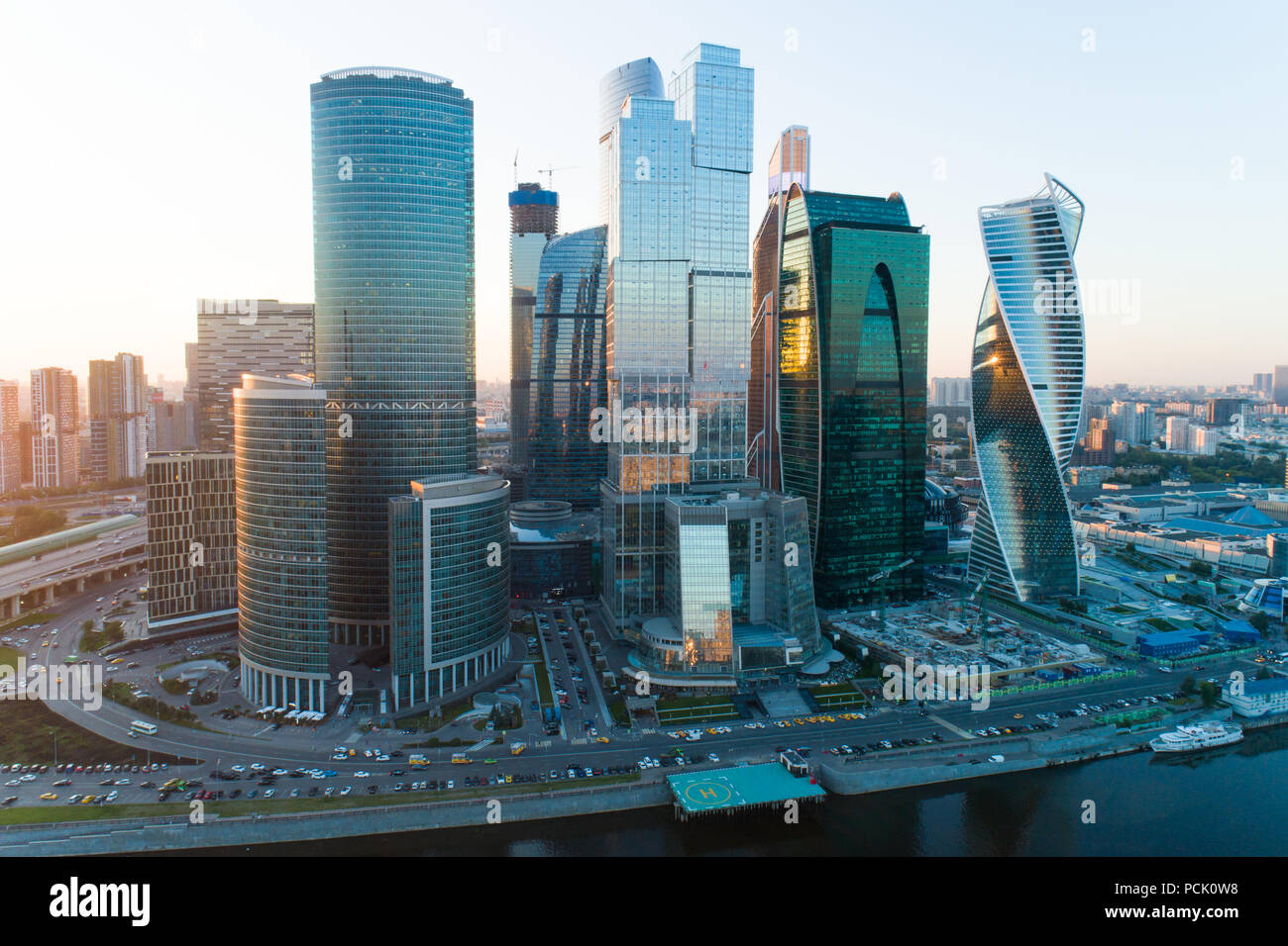 Aerial view of Moscow in summer, Russia. Modern skyscrapers Stock Photo ...