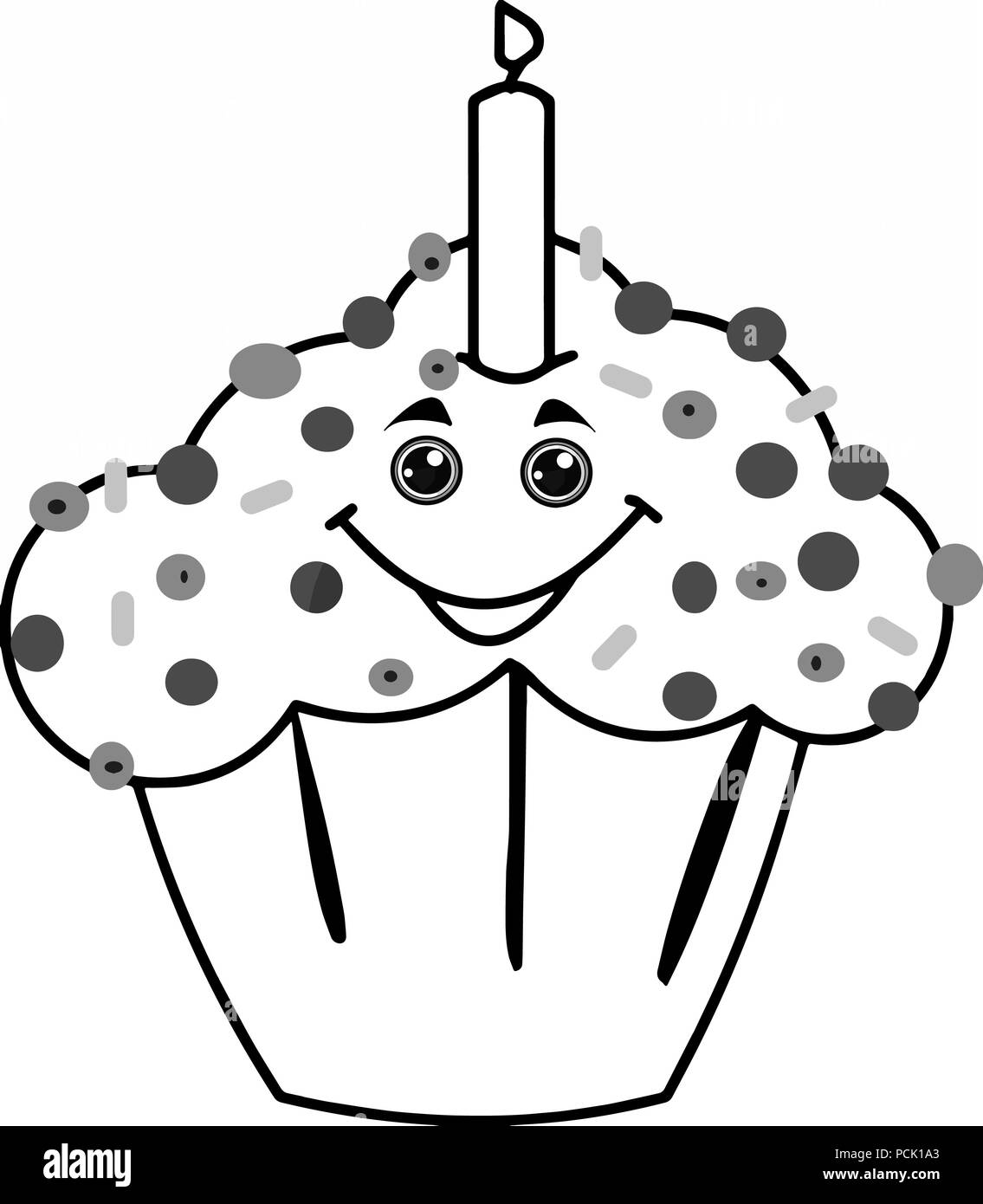 Cartoon Birthday Cake Black And White