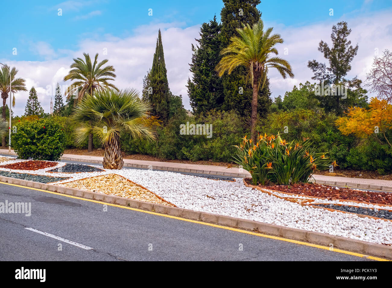 decorations along the city road Stock Photo - Alamy