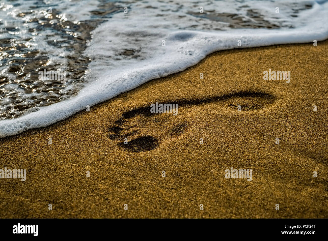 footprint on the sea beach Stock Photo - Alamy