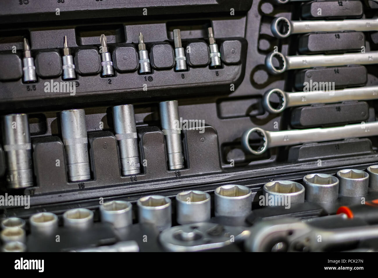 key kit in a black plastic container Stock Photo - Alamy