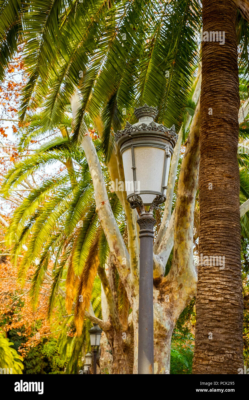 Light pole in garden Stock Photo - Alamy