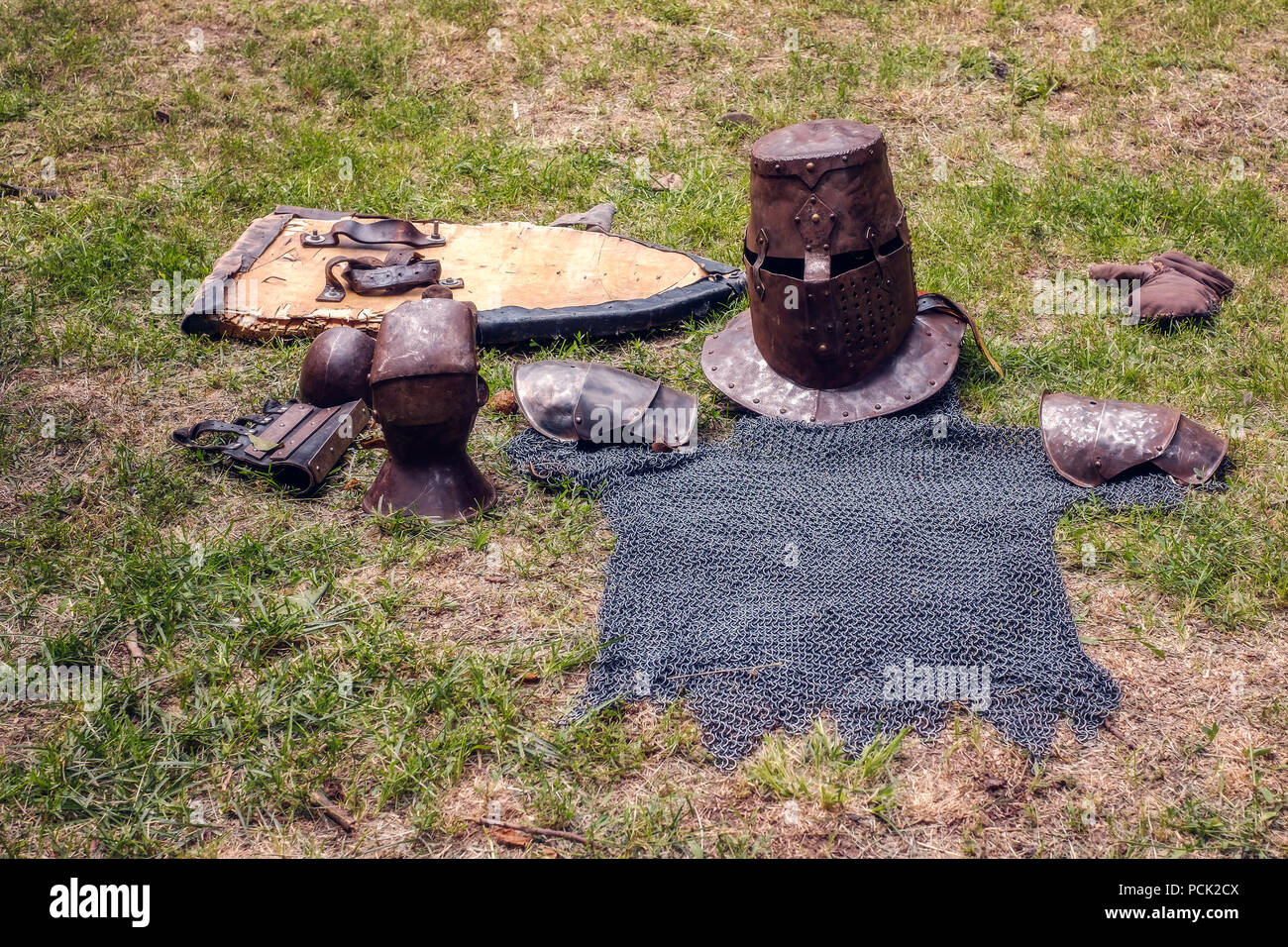 Medieval armor and weaponry Stock Photo - Alamy