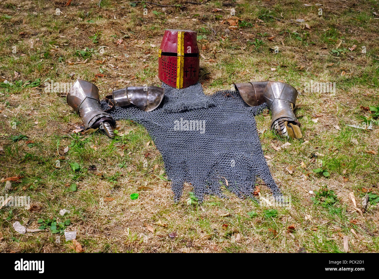 Medieval armor on grass Stock Photo - Alamy