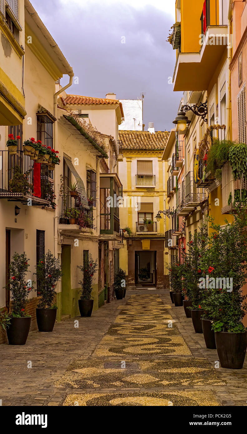 old street with flower Stock Photo - Alamy