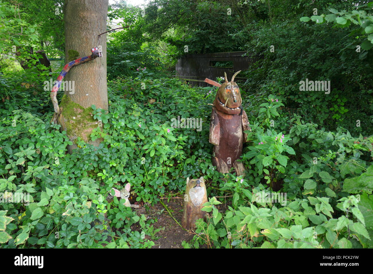 The Gruffalo and other wooden carvings down by Woodlesford Lock in East ...