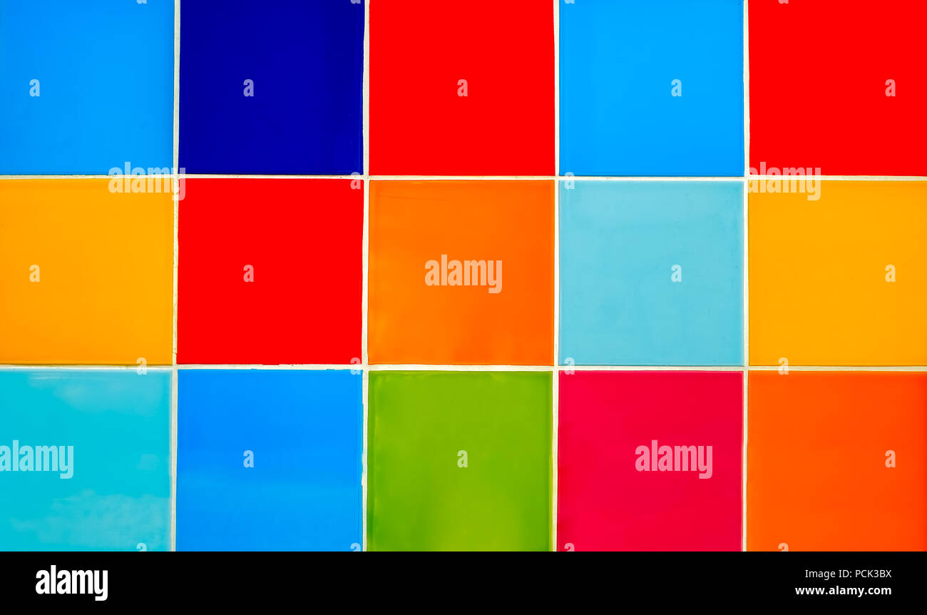 wall of colored tiles Stock Photo - Alamy