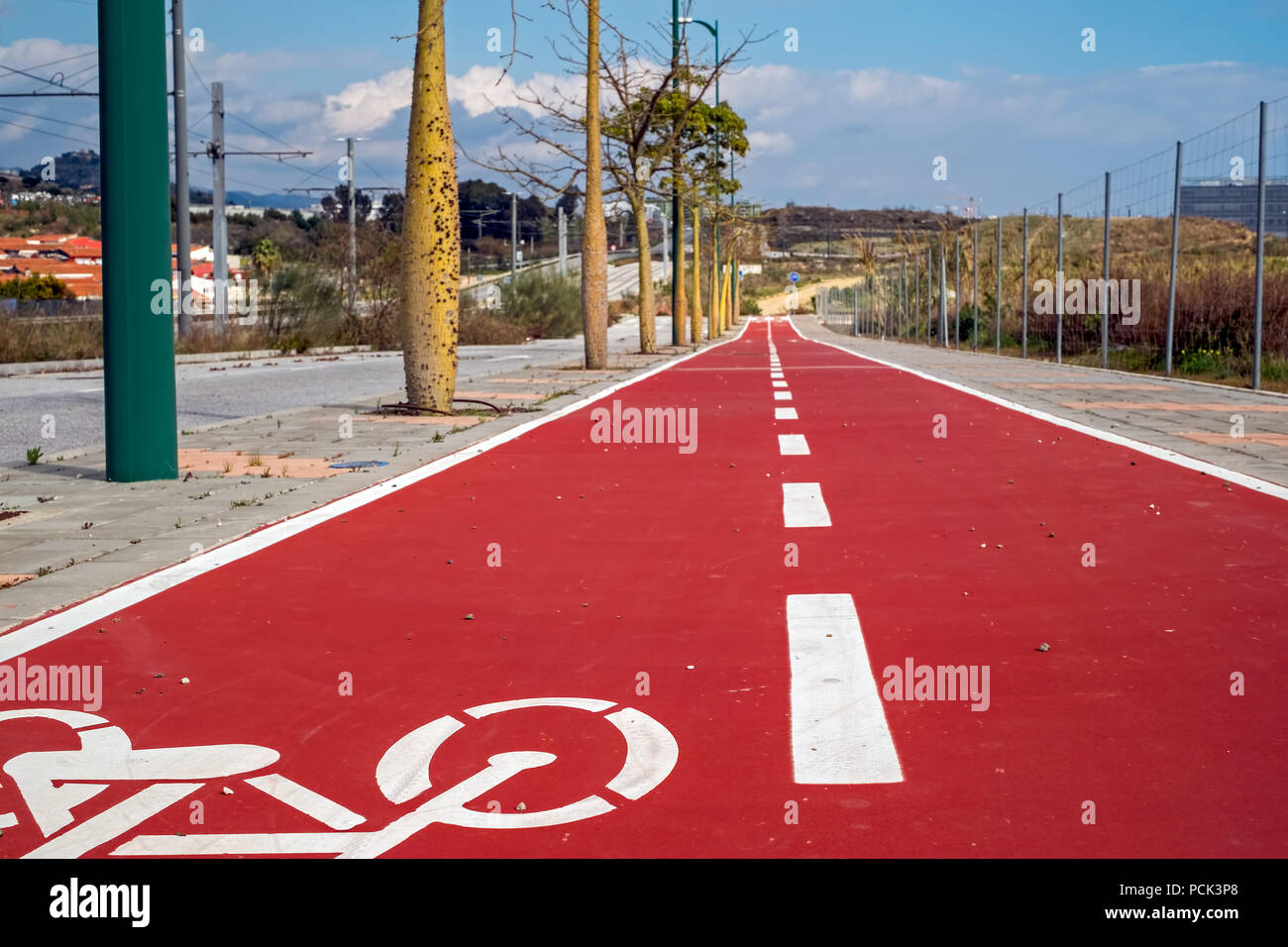 Bike Trail in city Stock Photo - Alamy