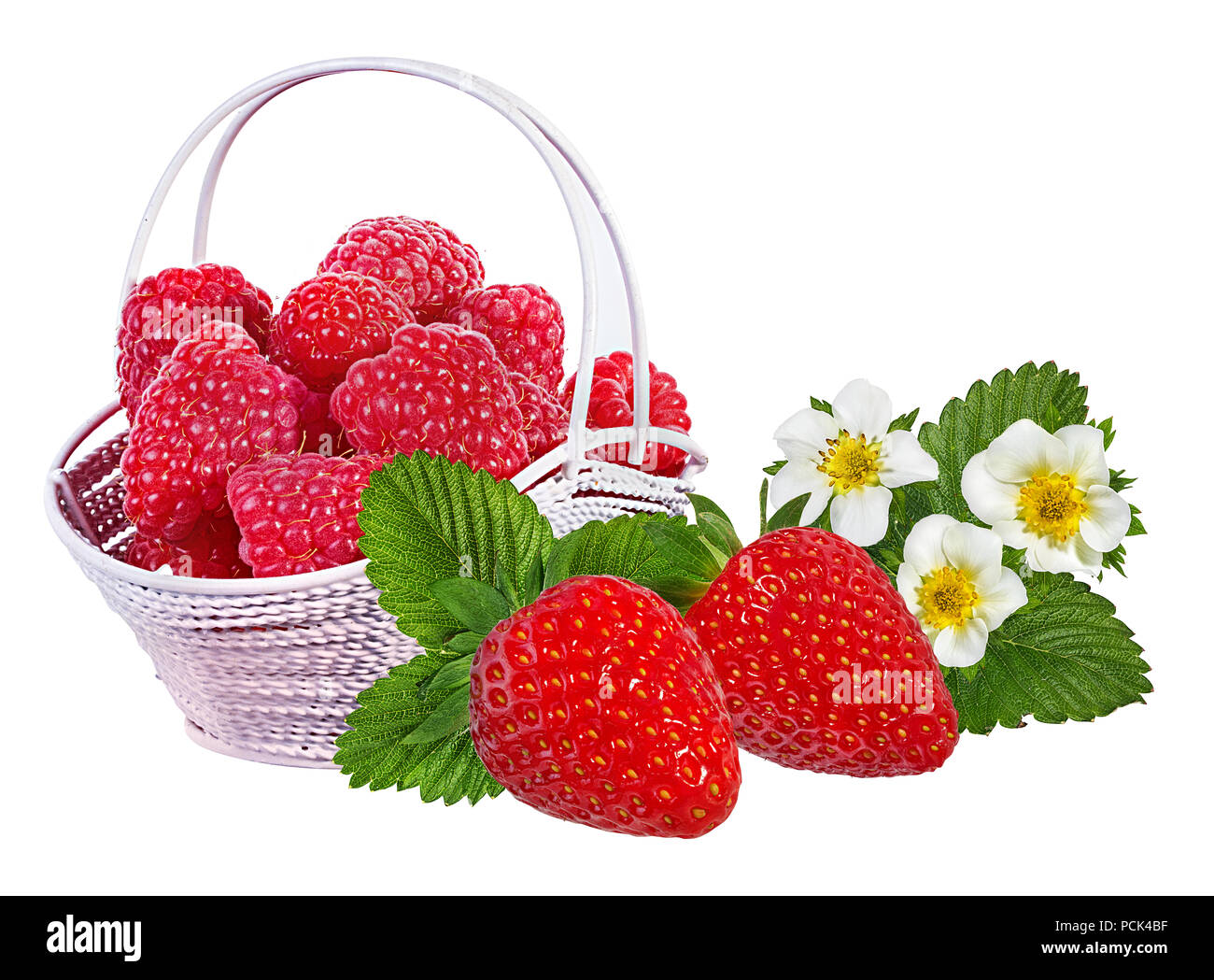 Raspberry and strawberry isolated on white background Stock Photo - Alamy