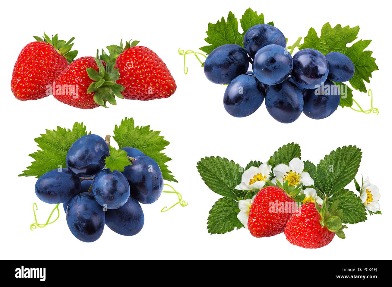Strawberry and grapes isolated on white background Stock Photo - Alamy