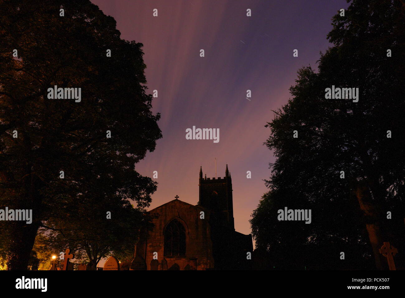 St Mary's Church in Swillington at night using long a long exposure ...