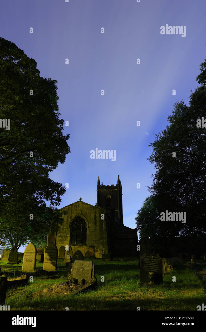 St Mary's Church in Swillington at night using long a long exposure ...