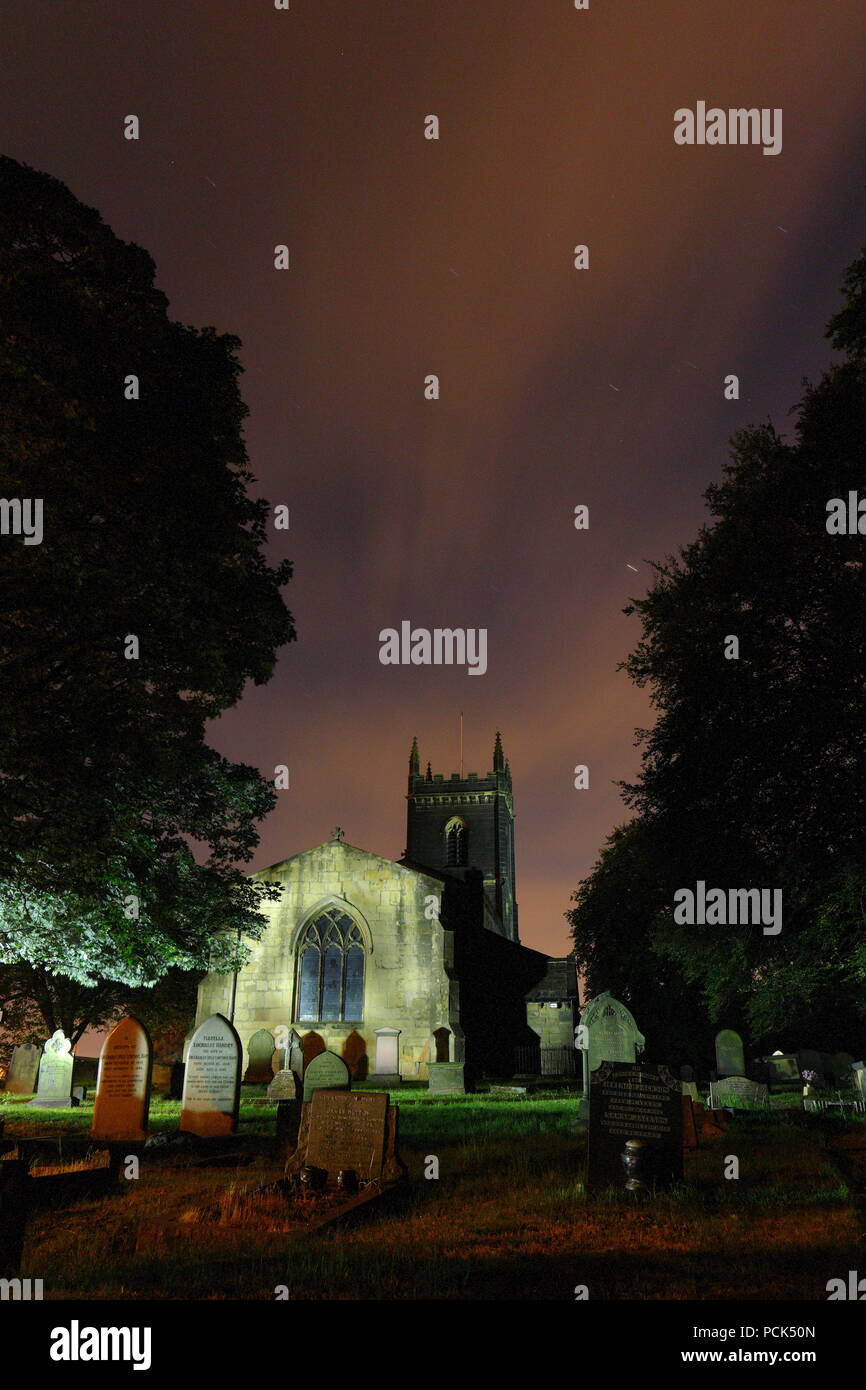 St Mary's Church in Swillington at night using long a long exposure ...