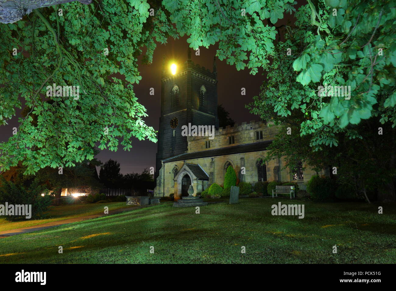 St Mary's Church in Swillington at night using long a long exposure ...