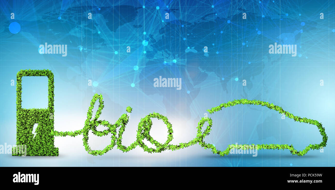 Car powered by biofuel - 3d rendering Stock Photo - Alamy