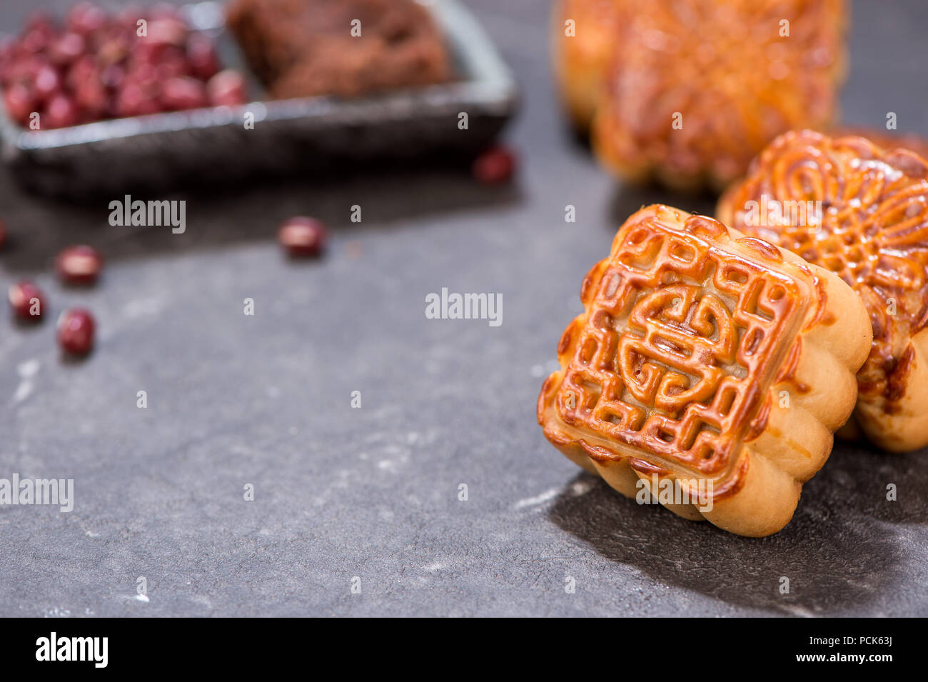 Mooncake in chinese traditional mid-autumn festival(moon festival) with ...
