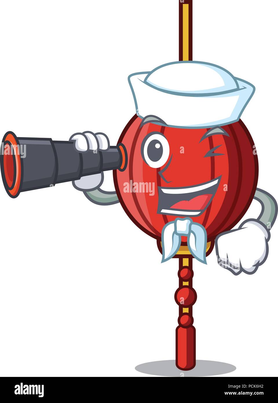 Sailor with binocular chinese lantern mascot cartoon Stock Vector Image ...