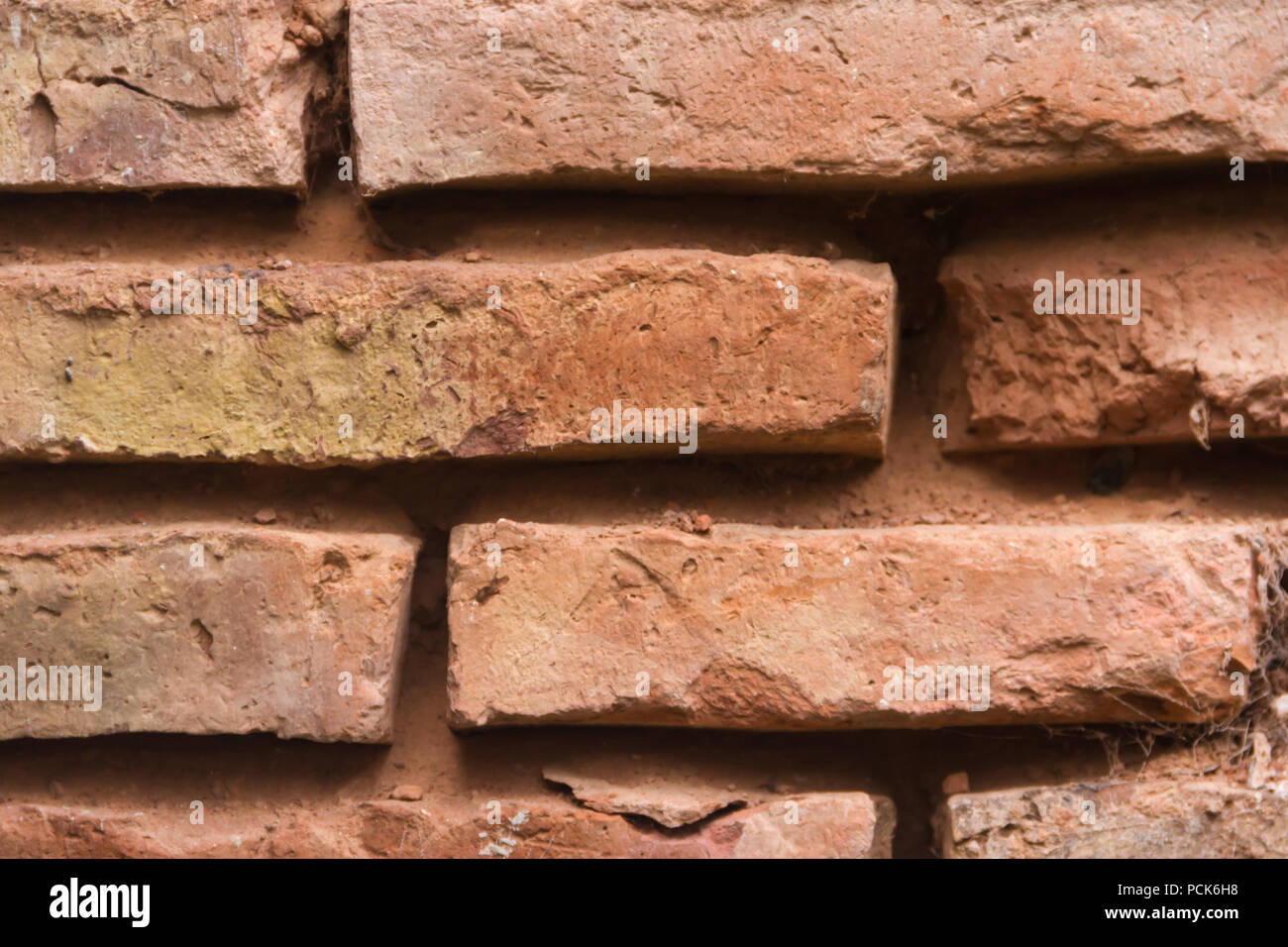 construction of wall with texture of very old red bricks Stock Photo ...