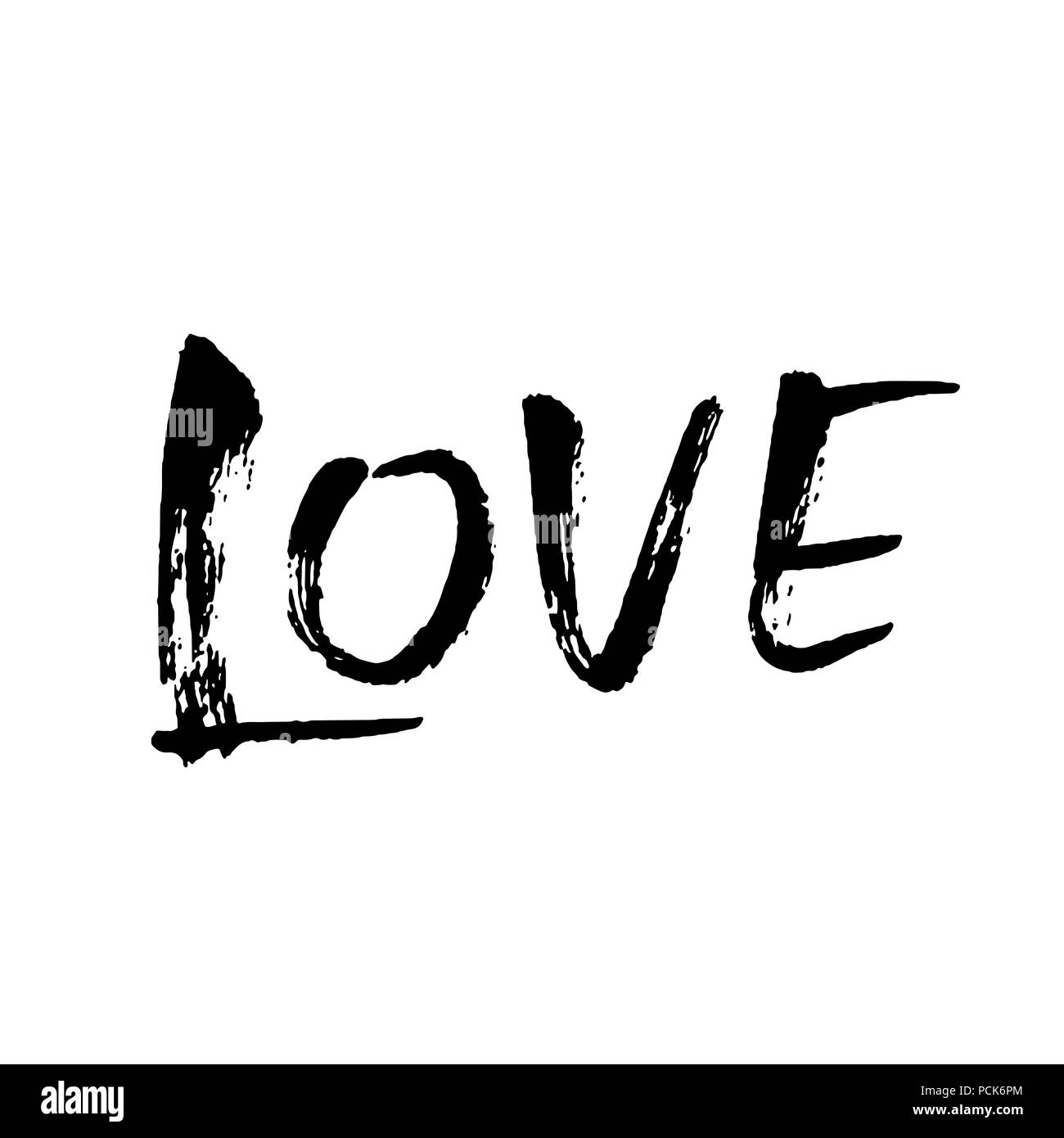 Love. Modern dry brush calligraphy. Handwritten phrase isolated on ...