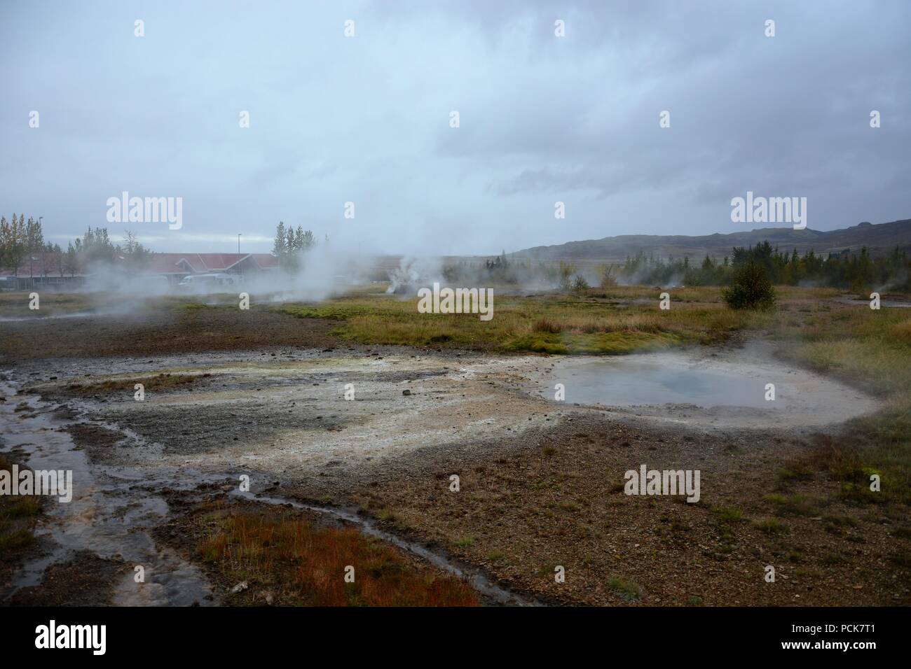 Strokkur Geyser Geothermal Area and the eruption Stock Photo - Alamy