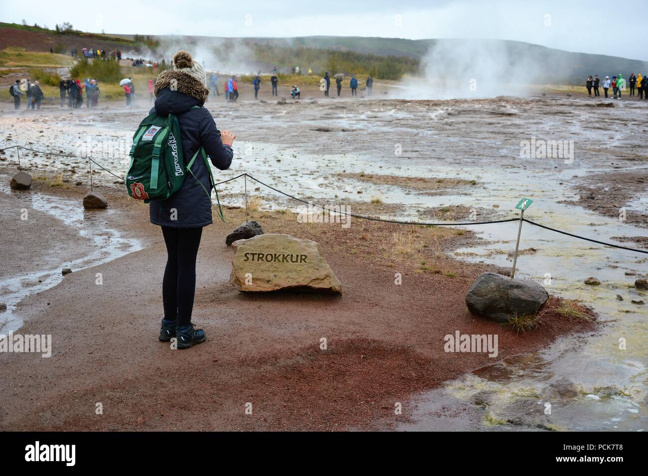 Strokkur Geyser Geothermal Area and the eruption Stock Photo - Alamy