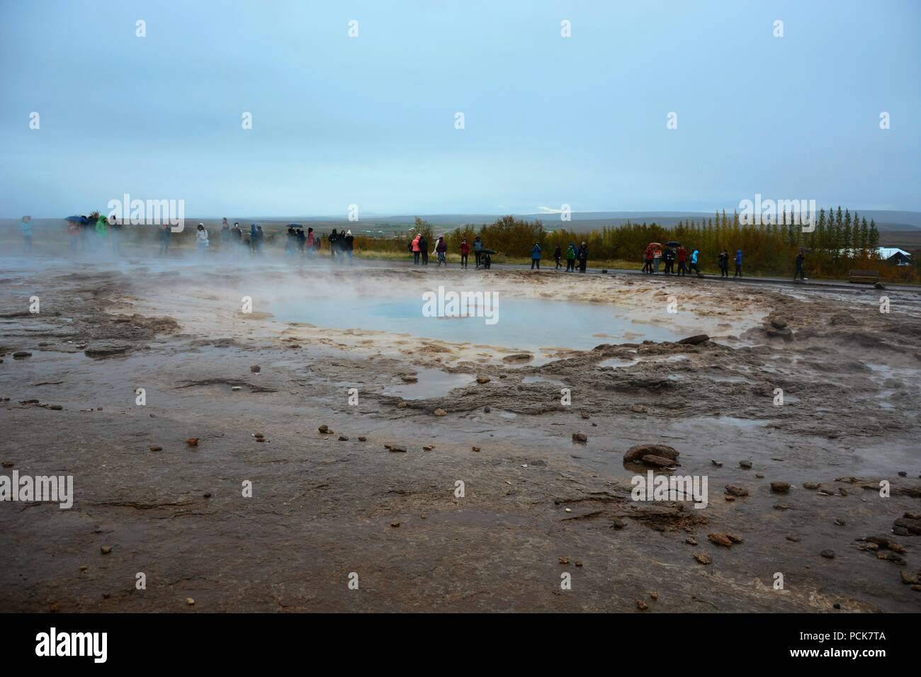 Strokkur Geyser Geothermal Area and the eruption Stock Photo - Alamy