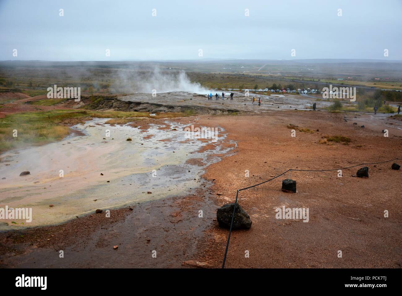 Strokkur Geyser Geothermal Area and the eruption Stock Photo - Alamy