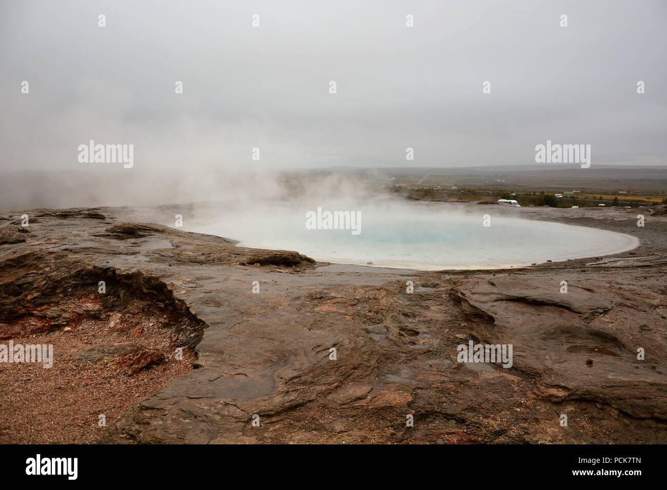 Strokkur Geyser Geothermal Area and the eruption Stock Photo - Alamy