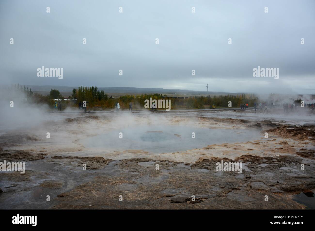 Strokkur Geyser Geothermal Area and the eruption Stock Photo - Alamy