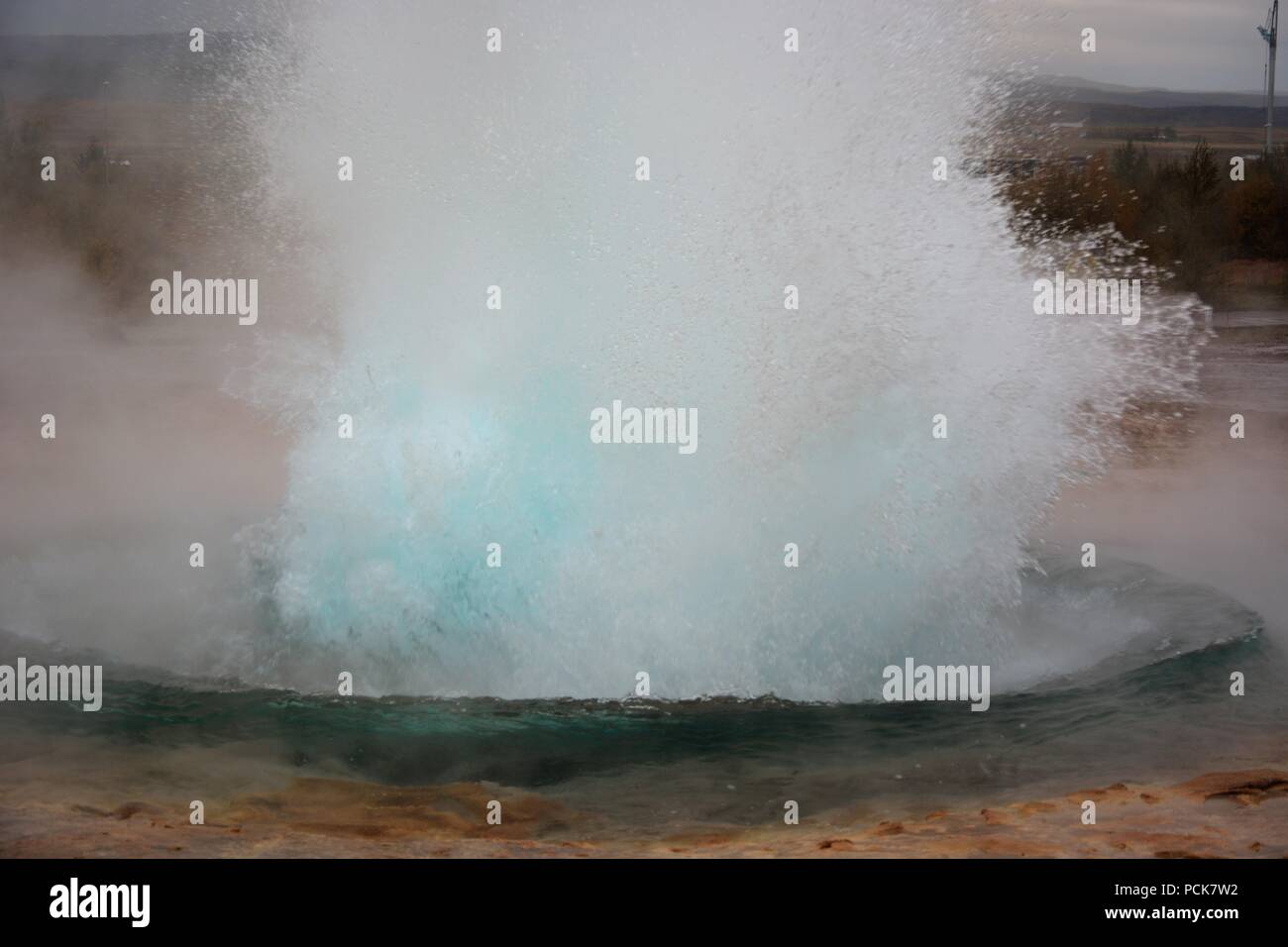 Strokkur Geyser Geothermal Area and the eruption Stock Photo - Alamy