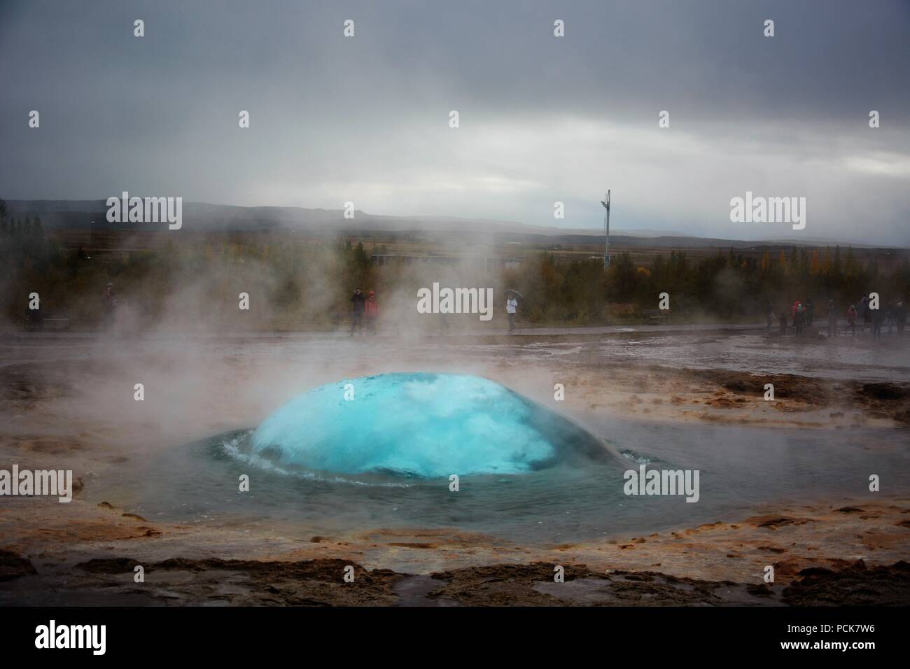Strokkur Geyser Geothermal Area and the eruption Stock Photo - Alamy