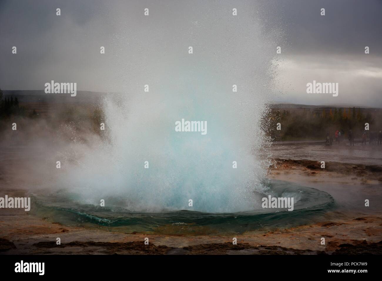 Strokkur Geyser Geothermal Area and the eruption Stock Photo - Alamy