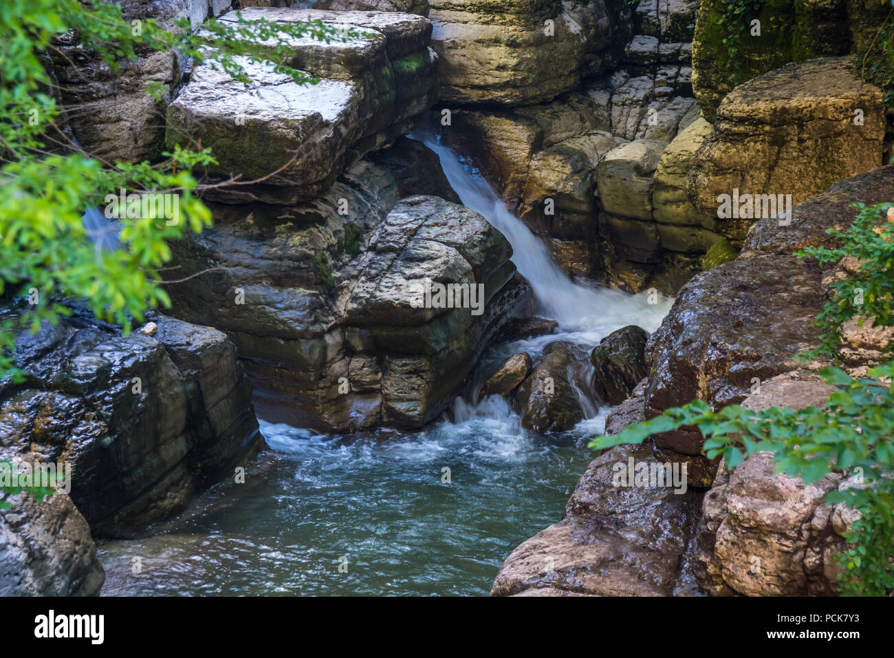Kinchkha Waterfall and small canyon near Kutaisi, Georgia Stock Photo ...