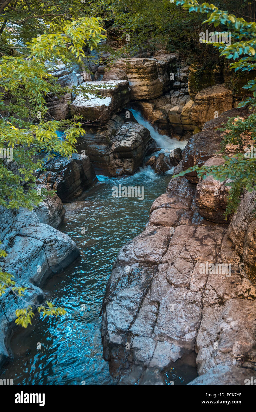 Kinchkha Waterfall and small canyon near Kutaisi, Georgia Stock Photo ...