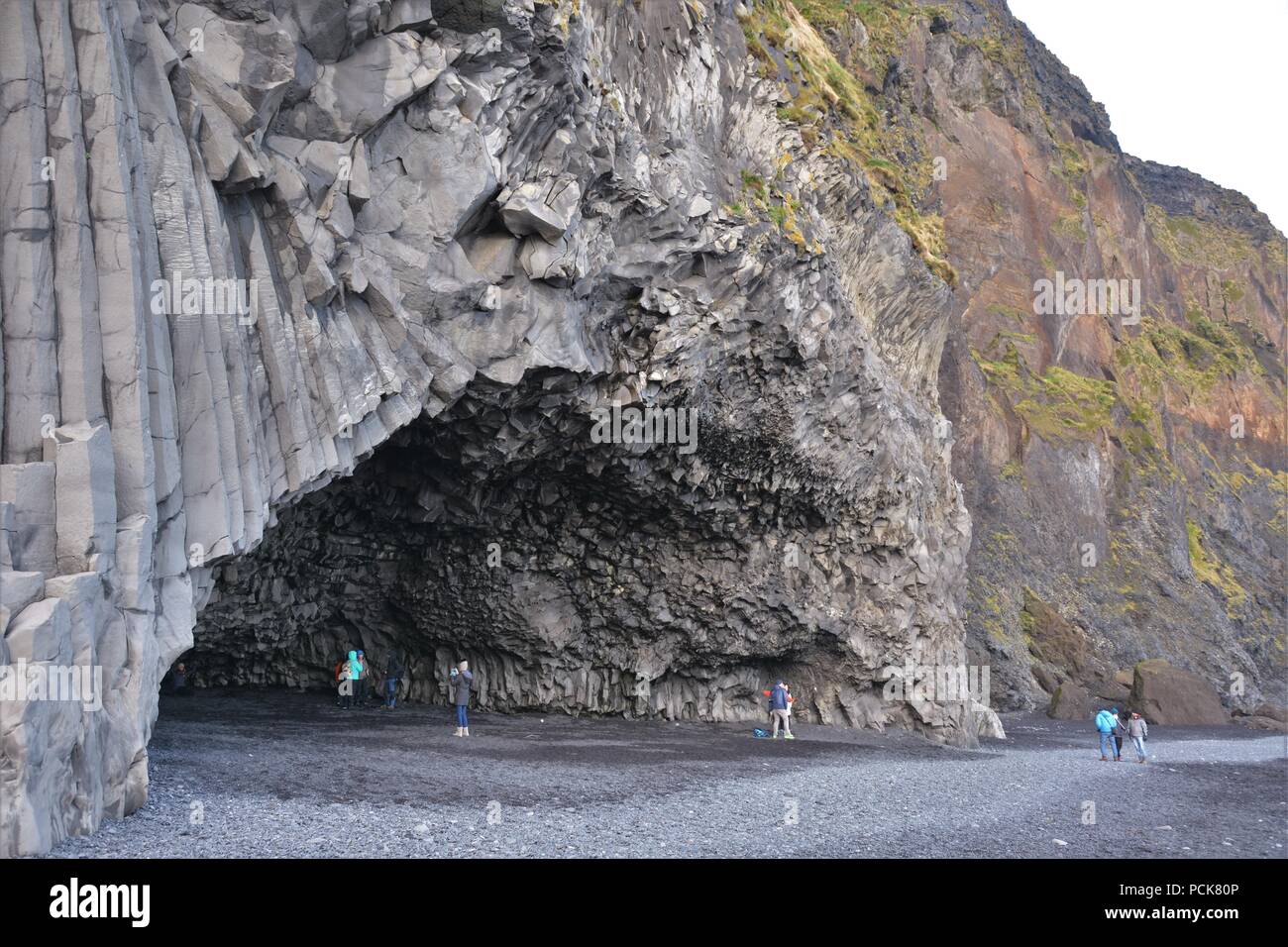 Sea Stacks, cliffs and caves at Black Sand Beach, Reynisfjara ...