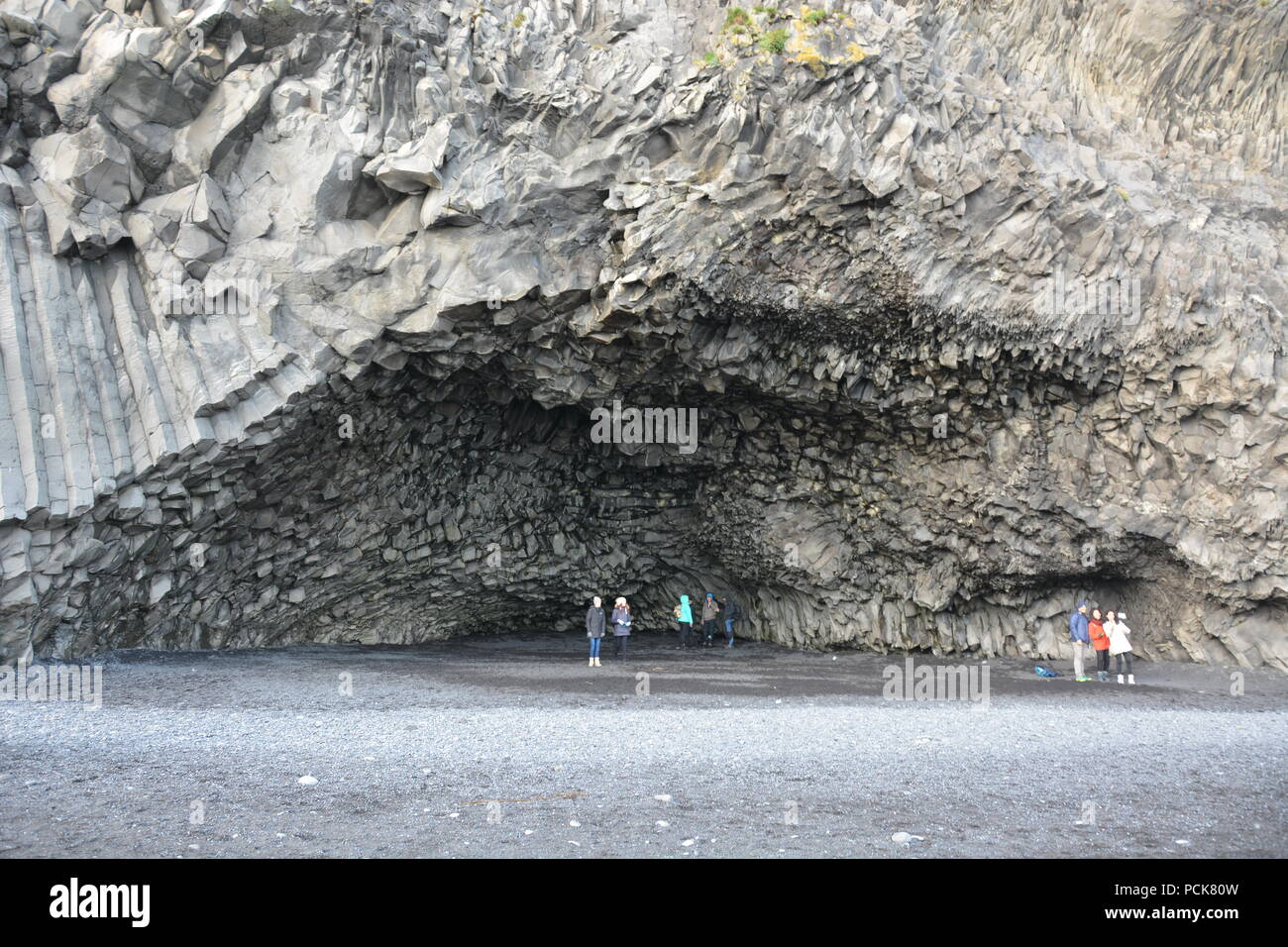 Sea Stacks, cliffs and caves at Black Sand Beach, Reynisfjara ...