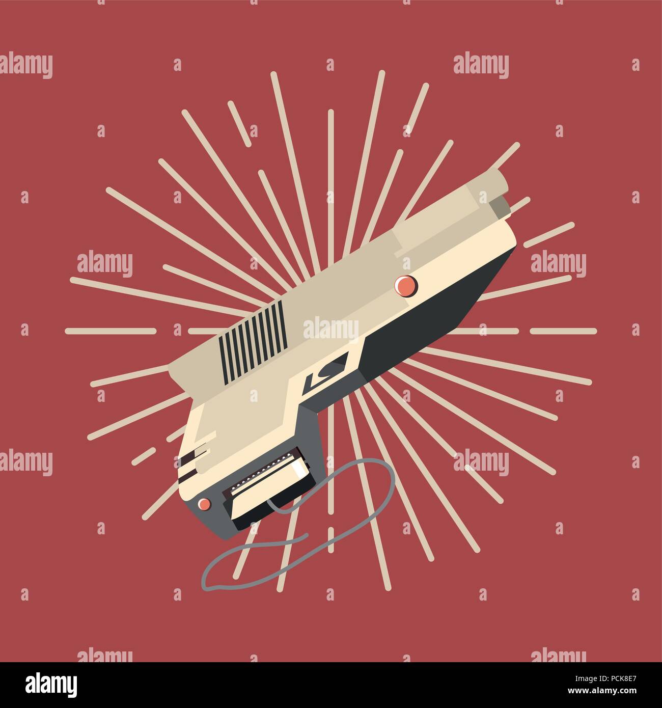 retro videogames design with flash gun icon over red background ...