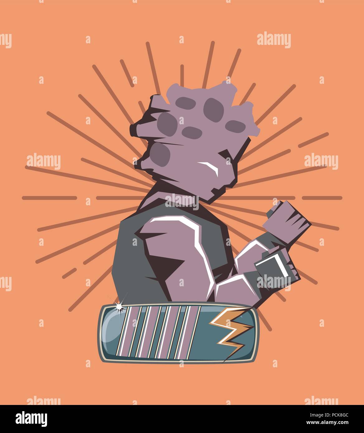 retro videogame design with monster character icon over orange ...