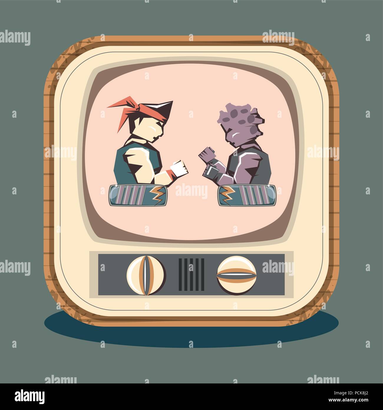 retro videogames design with retro television and videogame characters ...