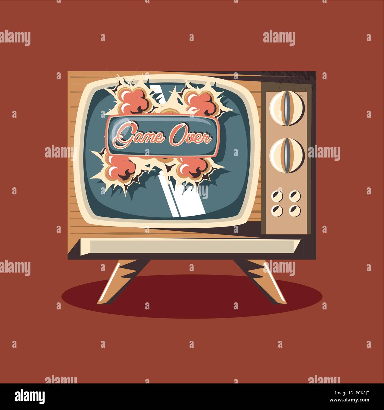 retro videogames design with retro television icon over red background ...