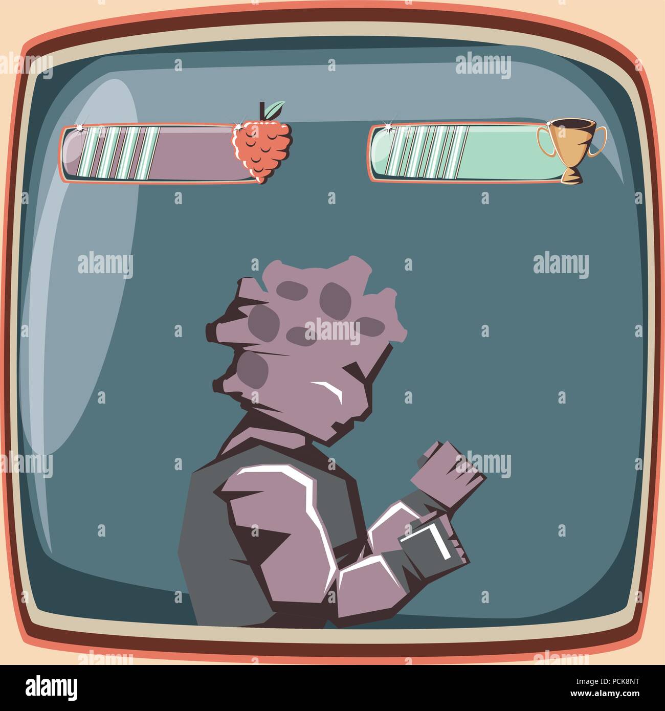 retro videogames design with monster character over blue background ...