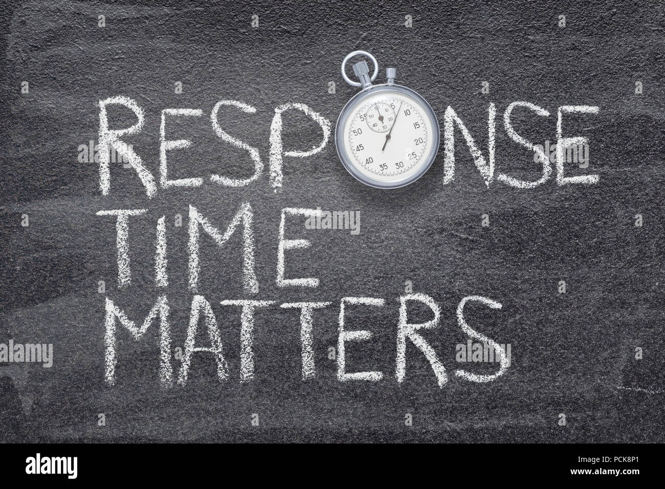 response time matters phrase handwritten on chalkboard with vintage ...