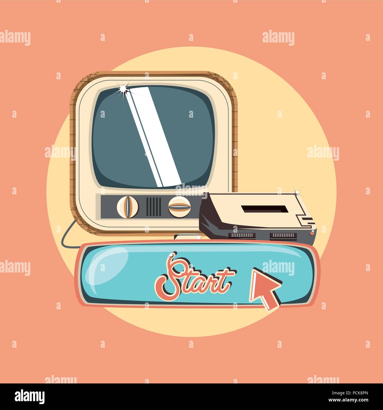 retro videogames design with retro television and console icon over ...
